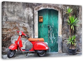 Obraz na plátně Červený skútr Toscana - 60x40 cm