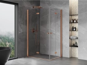 Mexen Mist-F Duo, skládací sprchový kout 110 x 70 cm, průhledný, broušená měď - 8A6-110L-070P-65-00