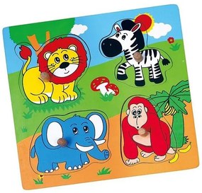 Dřevěné puzzle s úchyty pro nejmenší Viga ZOO Barva: multicolor