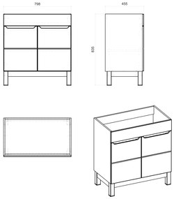 Koupelnová stojící skříňka pod umyvadlo BALI bílá 80 cm