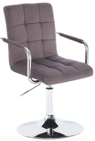 LuxuryForm DESIGN Otočná židle VERONA VELUR na stříbrném talíři - tmavě šedá