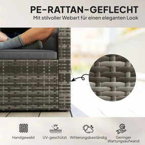 dvoumístná ratanová pohovka s polštáři Rozkládací boční přihrádky Sedací souprava Lounge Světle šedá