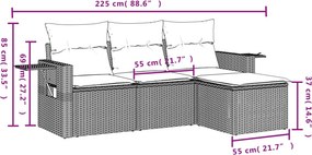 4dílná zahradní sedací souprava s poduškami béžová polyratan 3252406