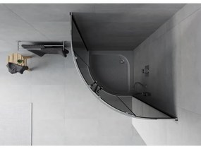 Mexen Rio půlkruhový sprchový kout 80 x 80 cm, Grafitově černá, Chromovaná + sprchová vanička Rio, Bílá - 863-080-080-01-40-4710