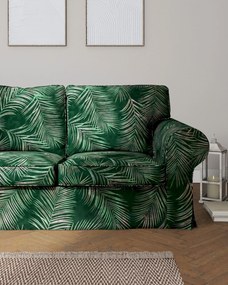 Potah na pohovku IKEA  Ektorp 3-místná, rozkládací STARÝ MODEL PIXBO barva zelená látka sametová, vzorované