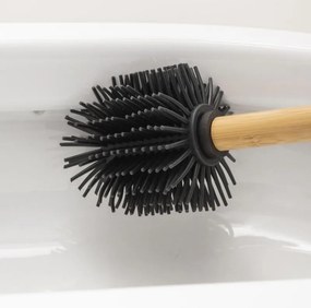 Erga Bambo, WC kartáč se silikonovou hlavou a bambusovou rukojetí, 34 cm, černá/bambus, ERG-YKA-V.WCZ BAMBO-SILKA