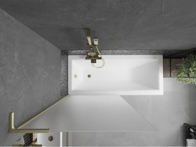 Mexen Next L, 1-křídlová vanová zástěna 90 x 150 cm, 6mm sklo námraza, zlatý matný profil, 895-090-000-03-30-55