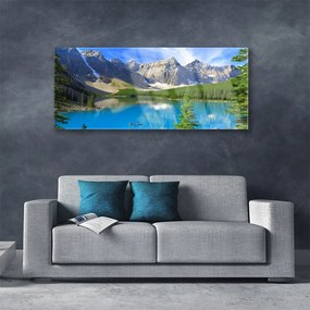 akrylový obraz Jezero Hora Les Krajina 125x50 cm