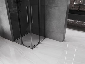 Mexen Velar L Duo, sprchový kout s posuvnými dveřmi 80 x 80 cm, 8mm šedé sklo, broušený grafit, 871-080-080-02-43-66