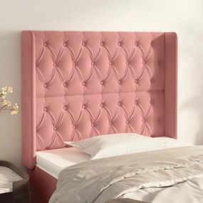 Čelo postele typu ušák růžové 93x16x118/128 cm samet 3119957