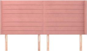 Čelo postele typu ušák růžové 183x16x118/128 cm samet 3119785