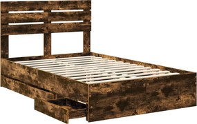 Rám postele s čelo Kouřový dub 135 x 190 cm Inženýrské dřevo 3411512