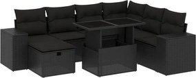 8dílná zahradní sedací souprava s poduškami černá polyratan 3275315