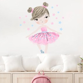Pastelowe Love Samolepka na zeď BALETKA do dětského pokoje růžová