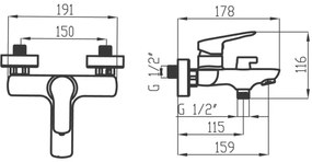 Novaservis - Vanová baterie METALIA lesklý chrom