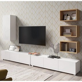 Obývací stěna CALABRINI b | 300 cm | 6 dílů S | bílá lesk