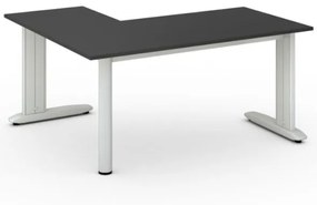 Rohový kancelářský psací stůl PRIMO FLEXIBLE, 1600 x 1400 mm, grafitová