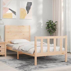 vidaXL Rám postele s čelem 100 x 200 cm masivní dřevo [3192744] Barva: Přírodní