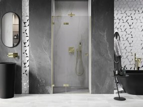 Mexen, Mexen Lunar levé otočné sprchové dveře 125 cm, transparentní, broušené zlato - 834-125-000-55-00-L