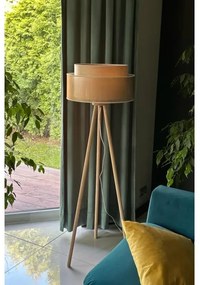 Duolla - Stojací lampa WOOD BOHO 1xE27/15W/230V pr. 45 cm měděná/hnědá/béžová