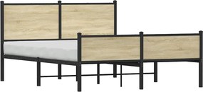 Kovový rám postele bez matrace dub sonoma 150 x 200 cm 3301399