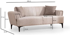 Hanah Home Dvoumístná pohovka HAMLET krémová 180 cm