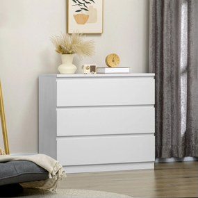 HOMCOM Komoda se 3 zásuvkami - Moderní design s měkkým zavíráním pro ložnici a obývací pokoj - 60 x 38 x 100 cm, bílá