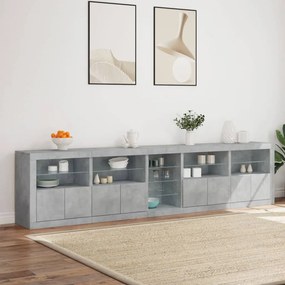 Příborník s LED osvětlením betonově šedý 283 x 37 x 67 cm 3209026
