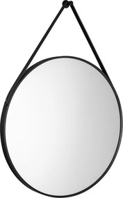 Aqualine Aqualine, STAGO zrcadlo kulaté s koženým popruhem, průměr 60cm, černá mat, SG065