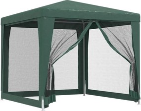 Party stan se 4 síťovanými bočnicemi zelený 2,5 x 2,5 m HDPE 319223