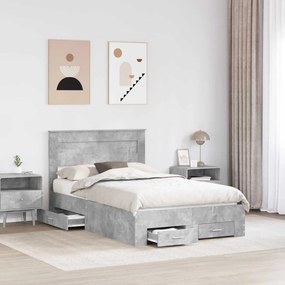 Rám postele s čelo Betonově šedá 120 x 190 cm Kompozitní dřevo 3410006