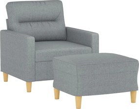 Křeslo s podnožkou světle šedé 60 cm textil 3201065