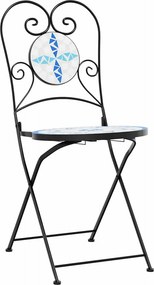 Mozaikový bistro set modrý a bílý železo a keramika 3216353