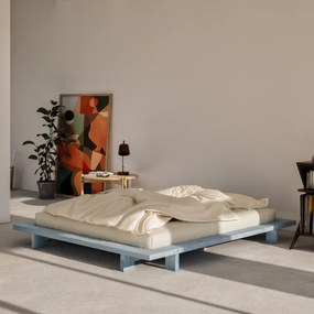 Modrá dřevěná dvoulůžková postel Karup Design Japan 180 x 200 cm