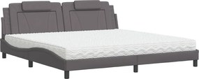 Postel Viana s matrací šedá 200 x 200 cm umělá kůže 3208820