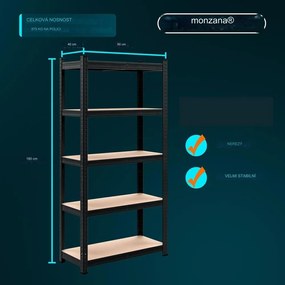 Deuba Sada 2 regálů 180x90x40 cm - černá
