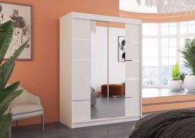 ADRK Šatní zrcadlová skříň posuvná NORDIC W 150, bílá