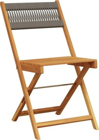 3dílný bistro set šedý polypropylen a masivní dřevo 3281866