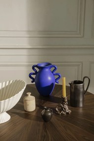 ferm LIVING Keramická váza Verso Bright Blue, modrá barva, keramika