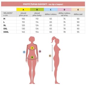 Bellatex Froté župan dámský na zip červený XXXL