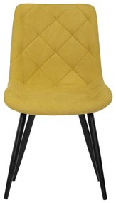 AUTRONIC Židle jídelní, žlutá látka, nohy černý kov