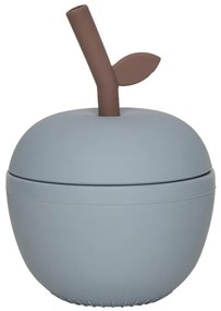 OYOY Dětský silikonový hrneček Blue Apple, modrá barva