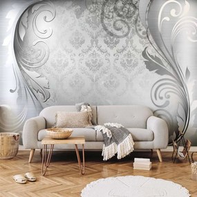 Fototapeta Stříbrný ornament - elegantní abstrakce s ozdobami do obývacího pokoje
