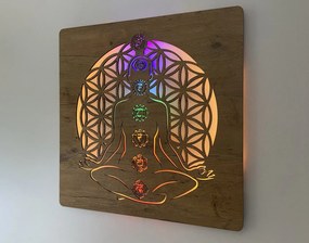 Li-Go "Čakry symboly" světelný obraz 230V 90x90 cm provedení povrchu: dub světlý