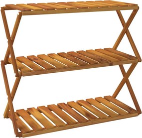 3patrový skládací regál 70 x 31 x 63 cm masivní akáciové dřevo 153328