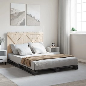 Rám postele s čelem šedý 140 x 200 cm masivní borové dřevo 3281582
