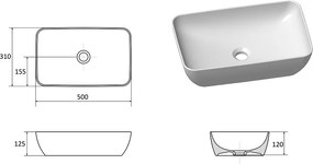Ravak UNI SLIM 500 R 50 x 31 cm XJX01150001 umyvadlo