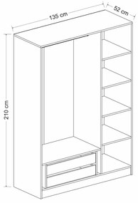 Hanah Home Šatní skříň Kale White - 2288, Bílá