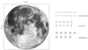 Velká ozdobná nálepka na zeď měsíc s hvězdami