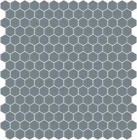 Hisbalit Skleněná mozaika šedá Mozaika 317A SATINATO hexagony 2,3x2,6 (33,33x33,33) cm - HEX317ALH